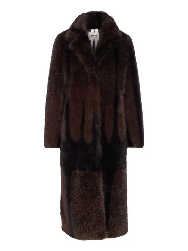 SWORD 6.6.44 Faux Fur Long Coat - Brown