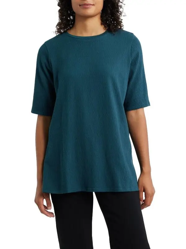 Eileen Fisher Crewneck Organic Cotton Blend Tunic - Alpine