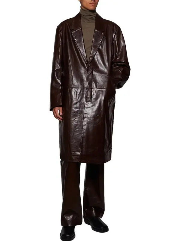 ENTIRE STUDIOS Leather Straight-leg Pants - Brown