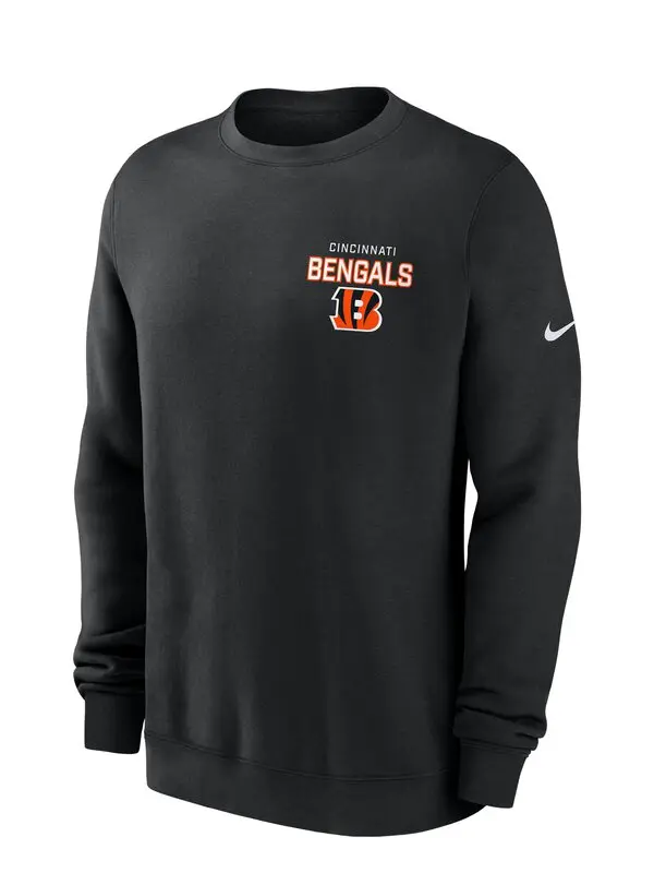 Nike Cincinnati Bengals Draw Block Club Nfl Pullover Crew - Black