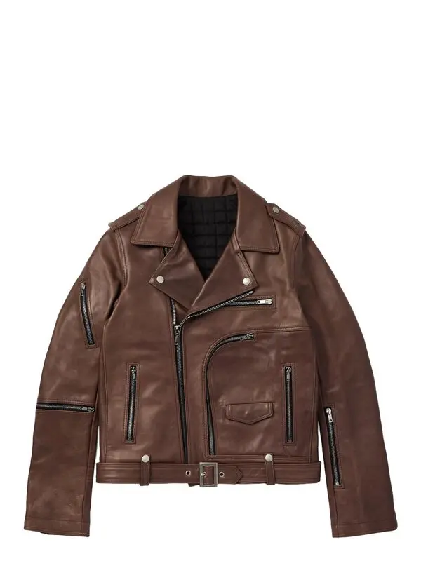 Rick Owens Bauhaus Stooges Slim-fit Leather Biker Jacket - Brown