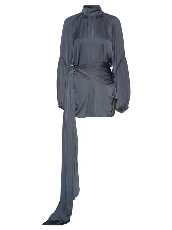 Remain Birger Christensen Satin Mini Dress With Tie - Blue