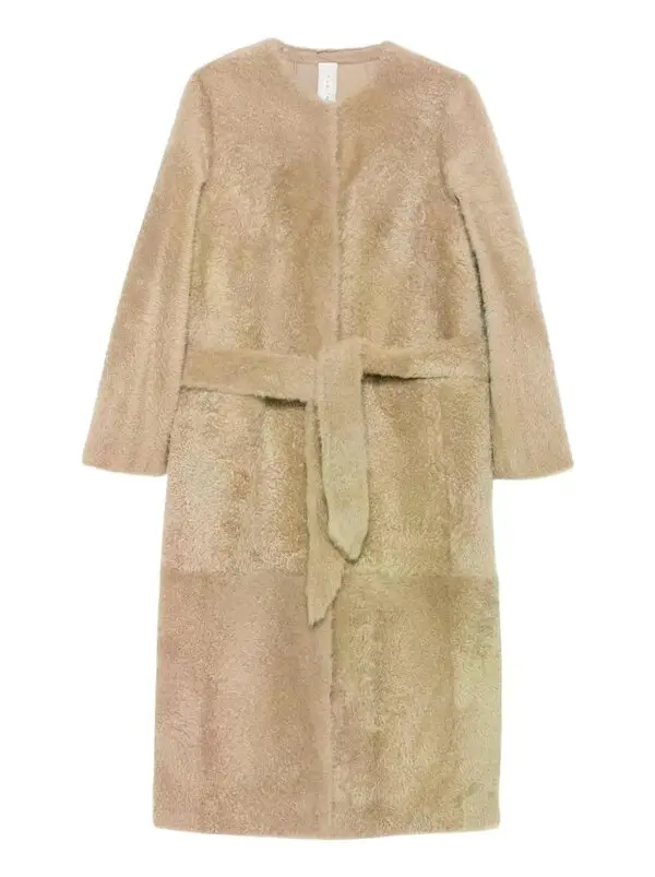 FURLING BY GIANI Belted Sheepskin Coat - Neutrals