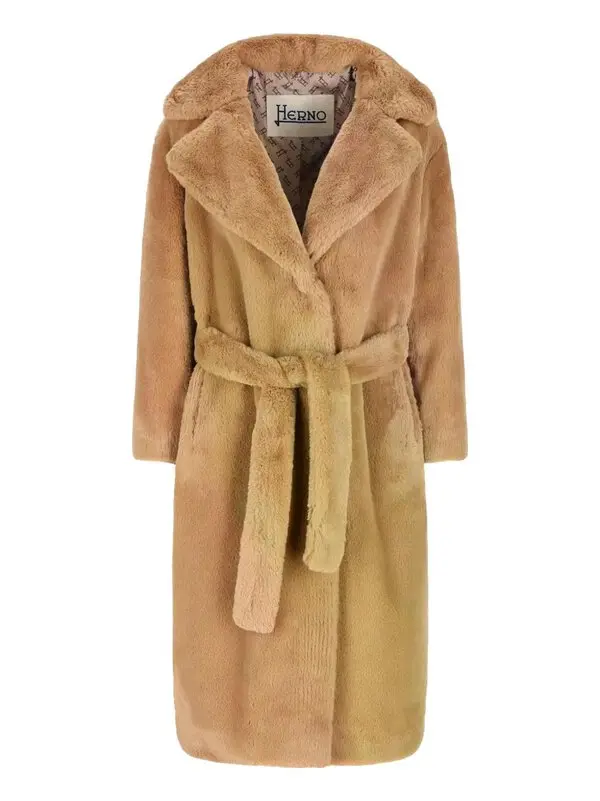 Herno Belted Faux-fur Coat - Brown