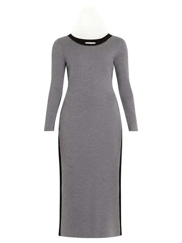 ZANKOV Angie Colorblock Long-sleeve Ankle Dress - Charcoal/black