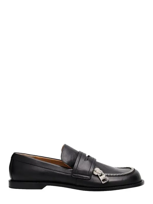 JW Anderson Leather Biker Penny Loafers - Black