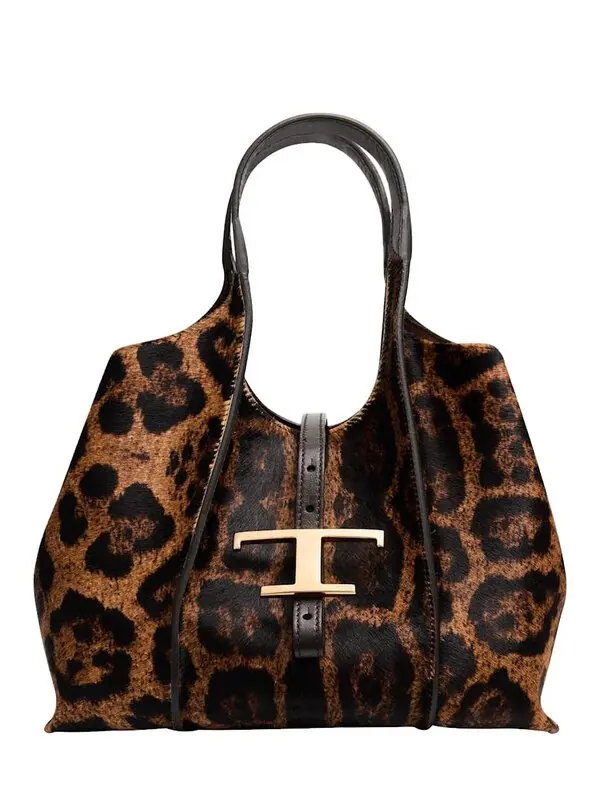 TOD'S Animal-print Calf Hair Shopping Tote Bag - Cammello Palissandro