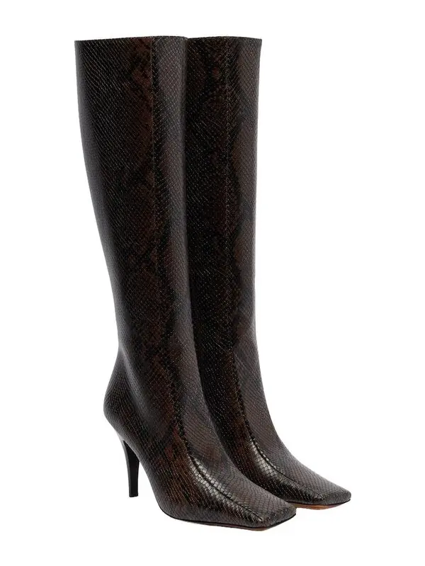 Stella McCartney Eve Snake-effect Knee-high Boots - Brown