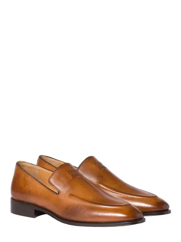 Miu Miu Waxed Calfskin Loafer - Cognac