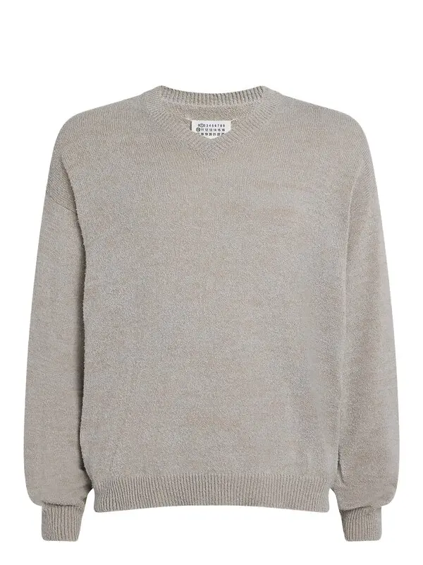 MAISON MARGIELA Cotton-blend V-neck Sweater - Beige