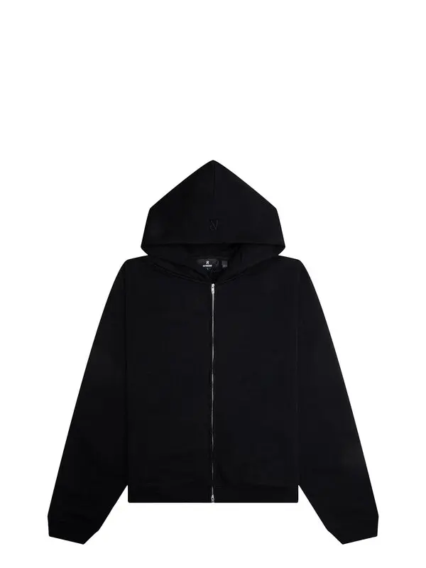 REPRESENT Initial Boxy Oversized Zip Through Hoodie - Black
