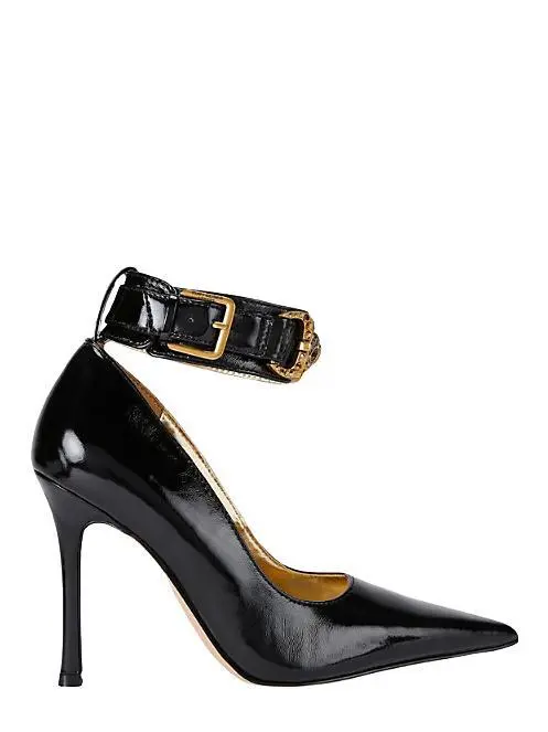 Kurt Geiger Mansion Patent-leather Ankle-strap Court Heels - Black