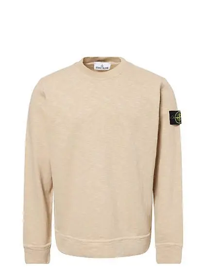 Stone Island Cotton-jersey Sweatshirt With Logo Patch - Desert