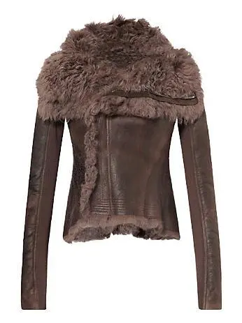 Rick Owens Naska Asymmetric Leather Jacket - Darkdust