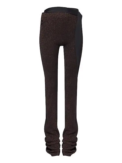 Ottolinger Drape Flared Stretch-cotton Blend Trousers - Black/bronze Glitter