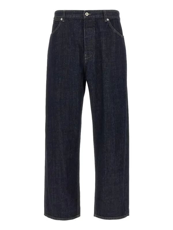 JIL SANDER Diagonal Cotton Denim Jeans - Blue