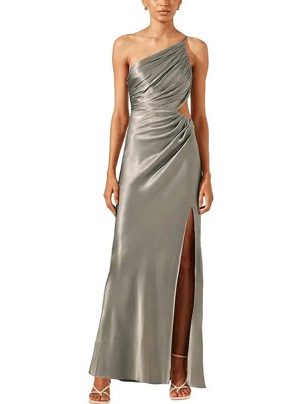 Shona Joy La Lune Asymmetric Gathered Maxi Dress - Sage