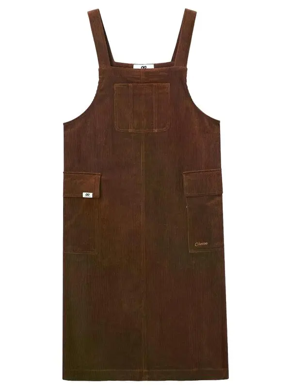 CHOCOOLATE Corduroy Embroidered-logo Midi Dress - Brown