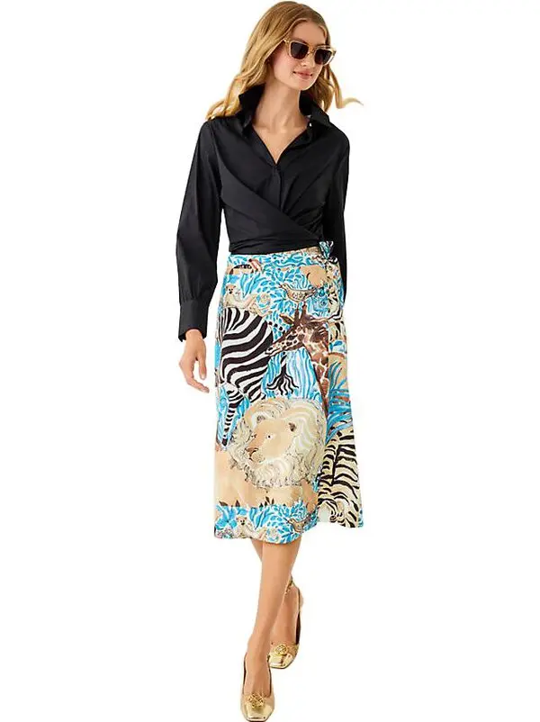 Lilly Pulitzer Dustin Midi Wrap Skirt - Breezy Aqua Oversized Lillys Zoo