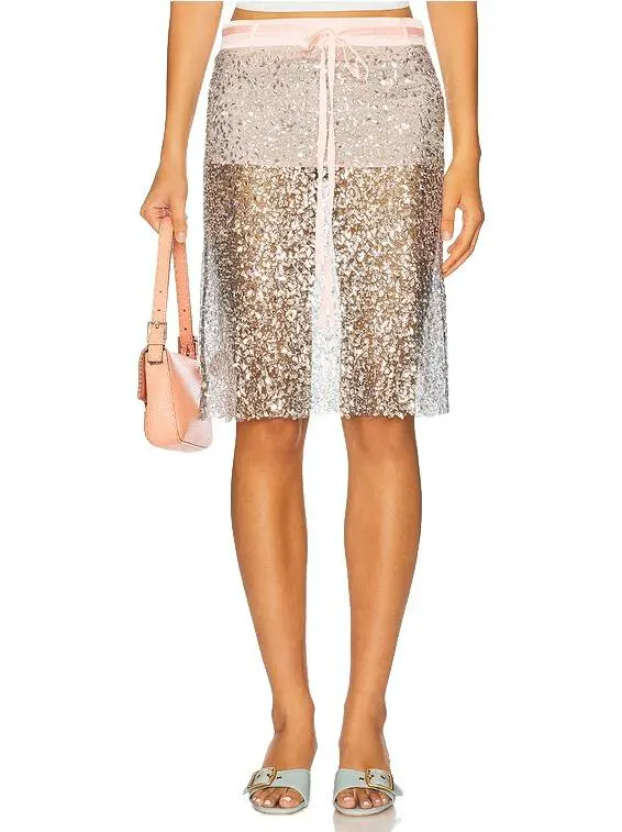 SIEDRES Shailene Beaded Mesh Skirt - Mint