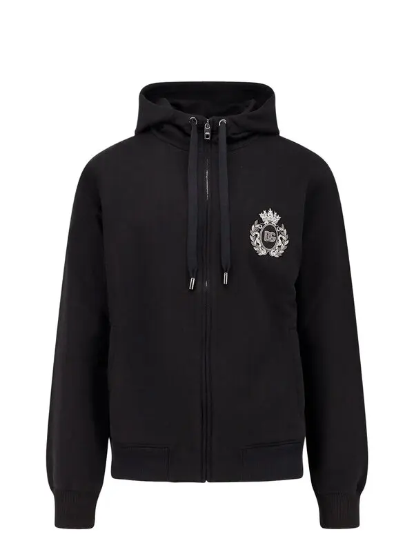 Dolce & Gabbana Cotton Logo Patch Sweatshirt - Black