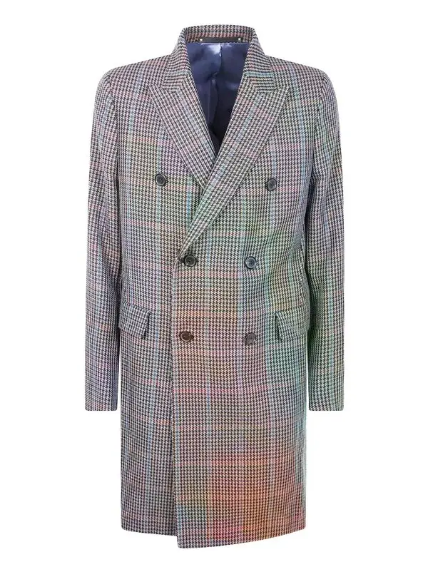 Paul Smith Checked Double-breasted Coat - Brown