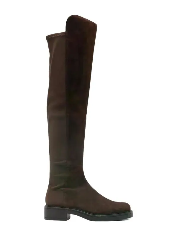 STUART WEITZMAN Suede Stretch-knit Boots - Brown