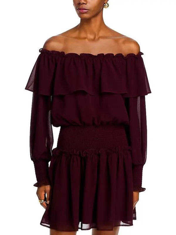 WAYF Tatum Mini Dress - Mahogany
