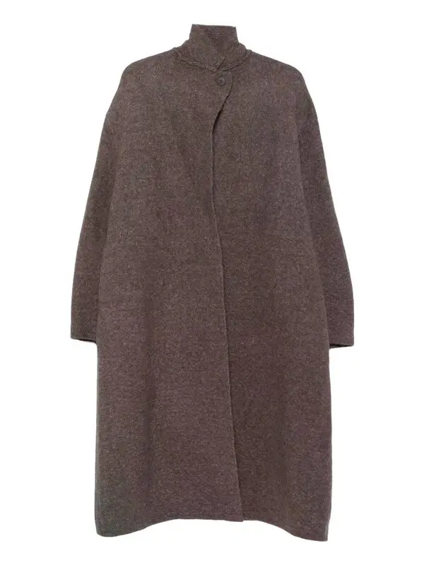 BOBOUTIC High-neck Button Coat - Brown