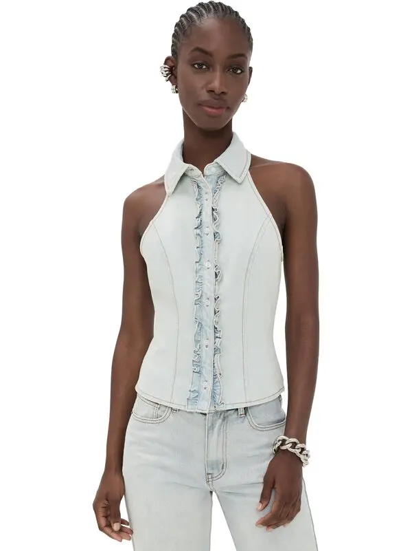 Lioness Afterglow Halter Top - Light Denim