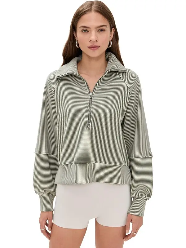 Varley Milano Half Zip Sweatshirt - Thyme/egret