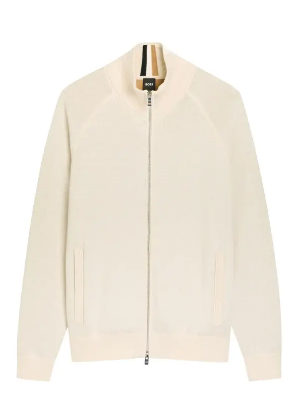 Hugo Boss Fine-knit Cotton And Wool-blend Jacket - Beige