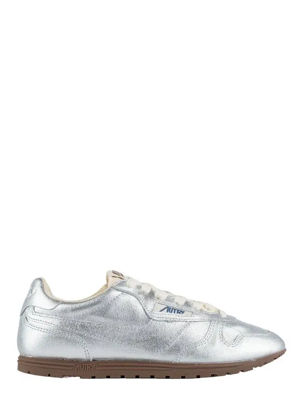 AUTRY Laminated Leather Windspin Sneakers - Silver