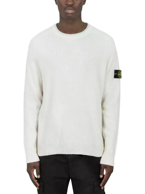Stone Island Compass Badge Gauzed-effect Sweater - White