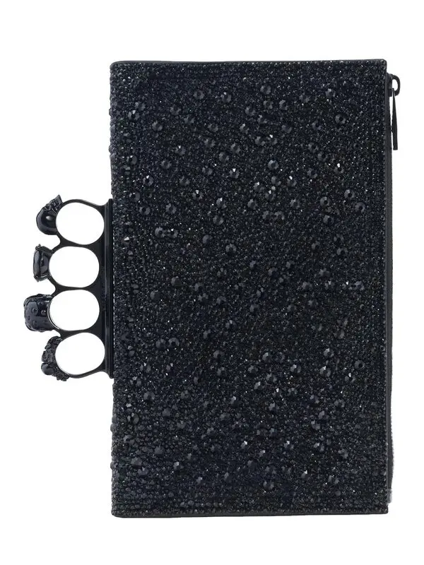 Alexander McQueen Knuckle Crystal Embellished Clutch - Black/black
