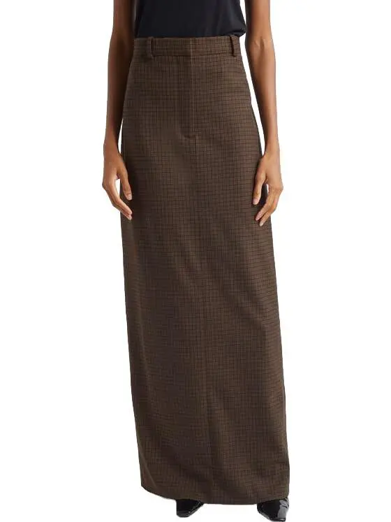 Acne Studios Inashy Check Stretch Wool Pencil Skirt - Multi Brown