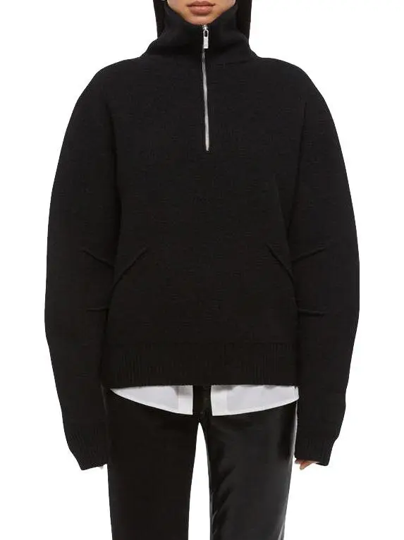 Helmut Lang Apex Quarter Zip Wool Sweater - Black