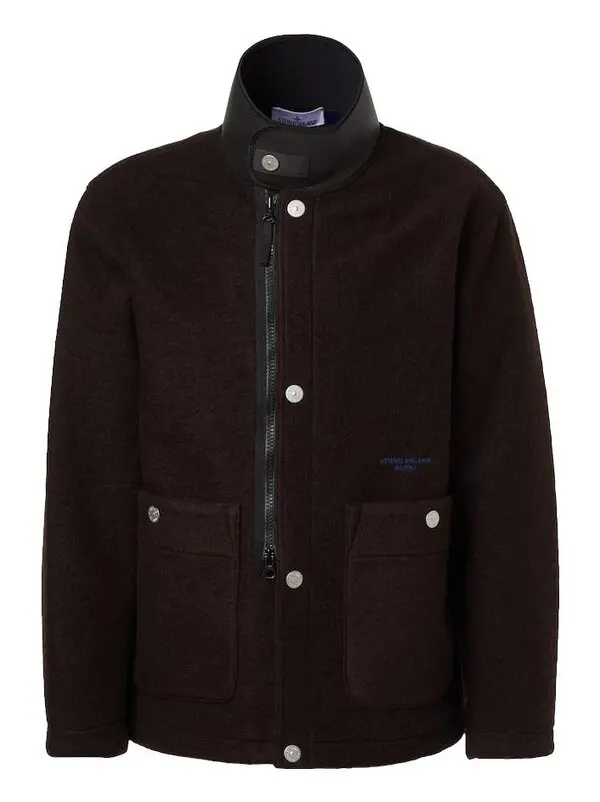 Stone Island Logo Wool-blend Jacket - Brown
