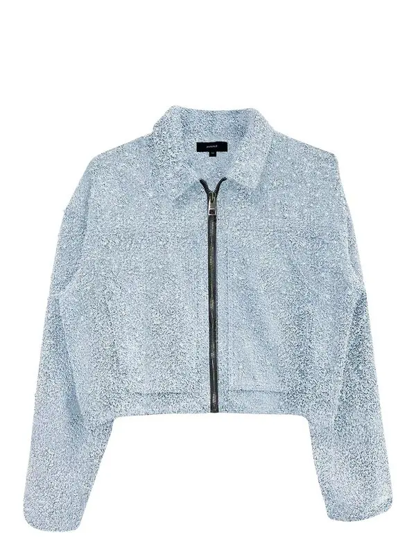 PURPLE BRAND Cropped Textured Jacket - Lt Indigo