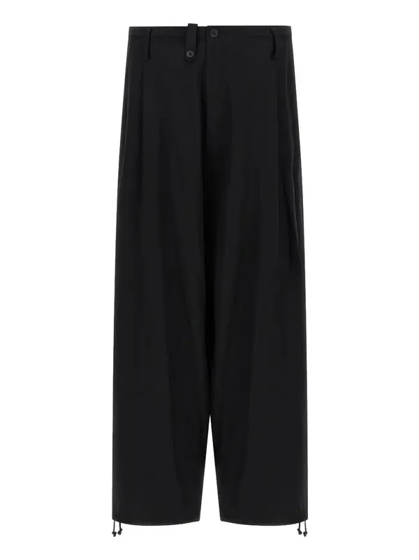 Yohji Yamamoto Wool Gabardine Trousers - Black