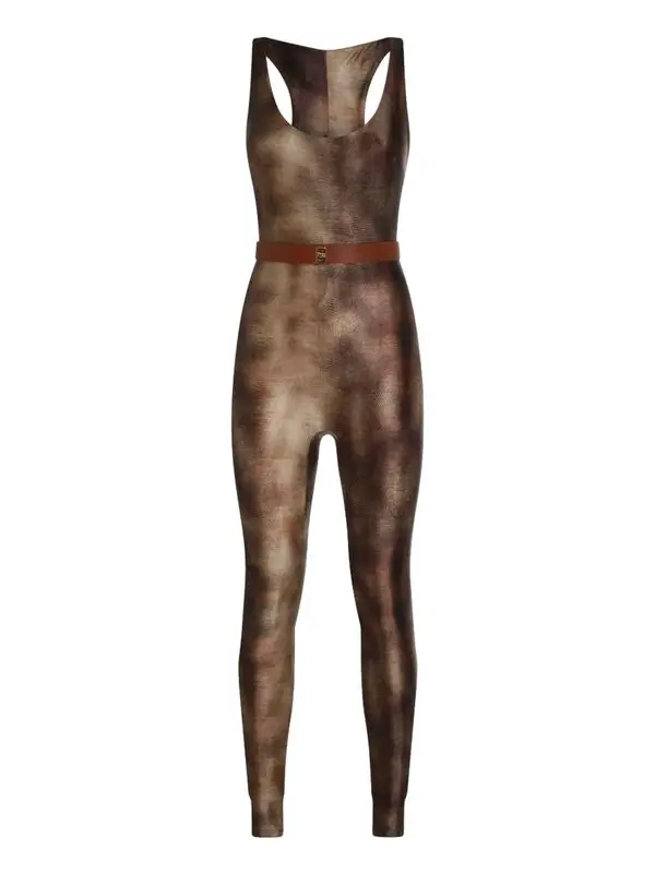 Elisabetta Franchi Sleeveless Jumpsuit With Snake Print - Lizard