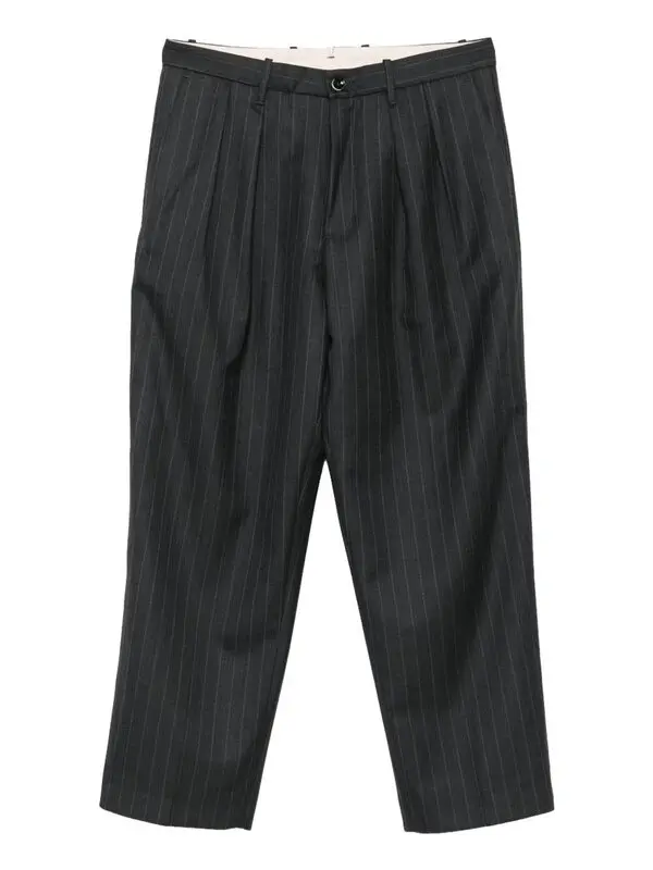 NINE:INTHE:MORNING Pinstriped Pleated Trousers - Grey