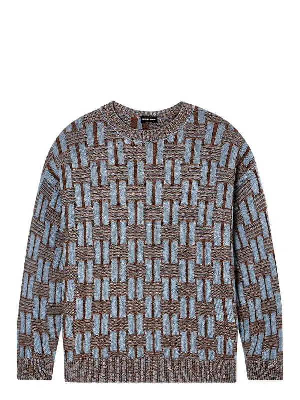 Giorgio Armani Textured Wool Crewneck Sweater - Brown