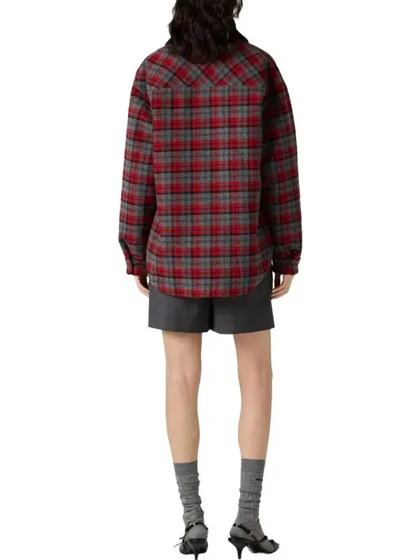 Miu Miu Piumini Tartan Piumino - Ardesia+rosso
