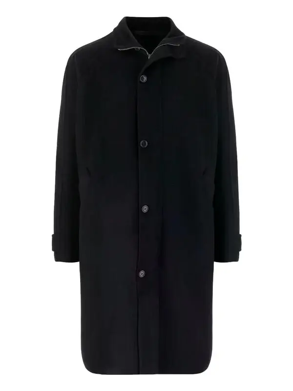 Giorgio Armani Cashmere-blend Button-fastening Coat - Black