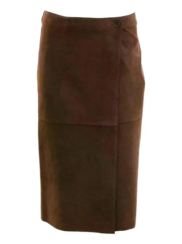 P.a.r.o.s.h Suede Midi Skirt - Brown
