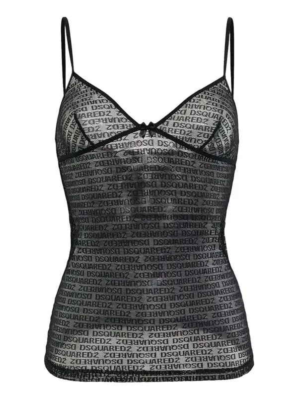 Dsquared2 Logo-jacquard Mesh Top - Black