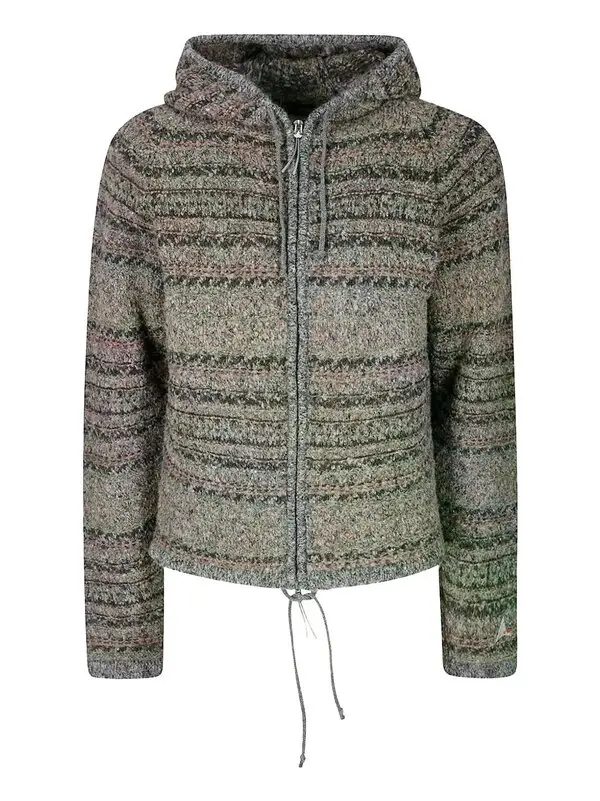 ROA Stripped Zip-up Hoodie - Green