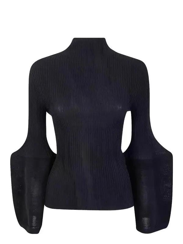 Issey Miyake Ribbed Top - Black
