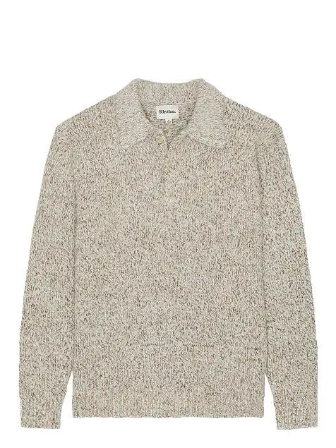 RHYTHM Kinetic Collared Knit Sweater - Tobacco